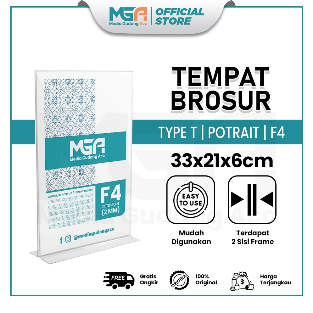 Jual Tempat Brosur F4 Potrait 2 Sisi Akrilik 2mm - Tent Holder / Tent ...