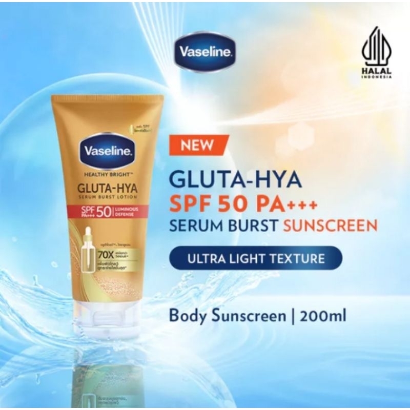 Jual Vaseline Gluta Hya Serum Burst Sunscreen SPF 50PA+++ - 200ml ...