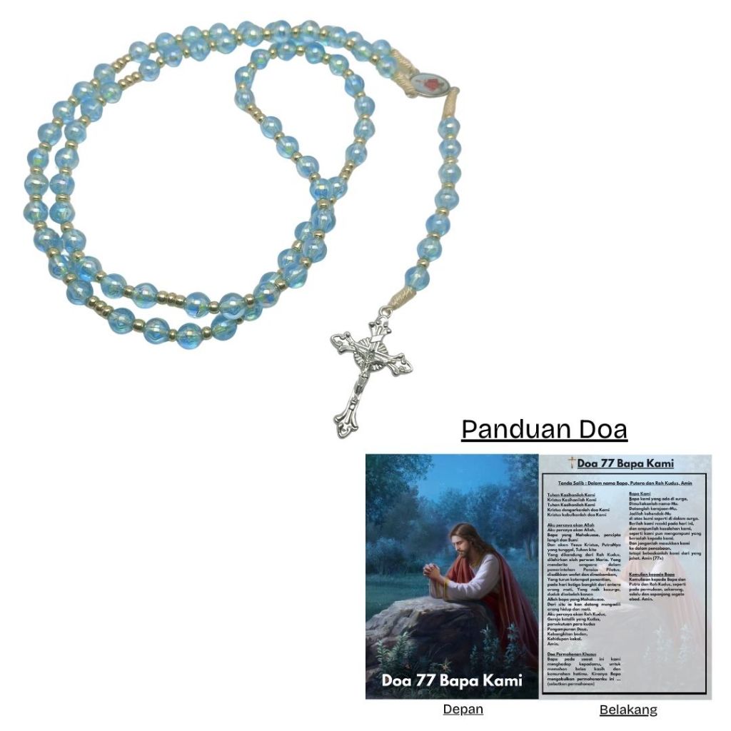 Jual Rosario 77 Bapa Kami Parel Kaca Biru Premium Dan Buku Panduan Doa 77 Bapa Kami | Shopee ...