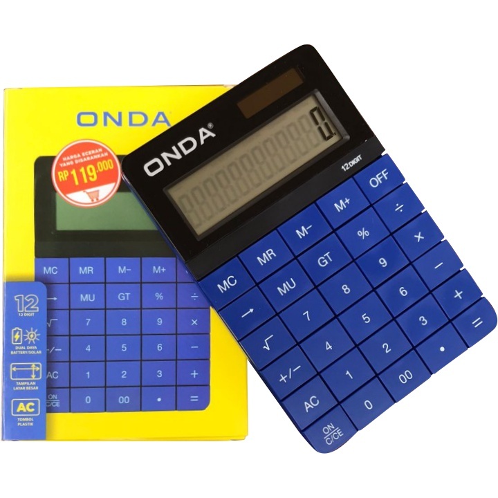 Jual Kalkulator 12 Digit ONDA / Calculator Dual Daya Baterai Solar ...