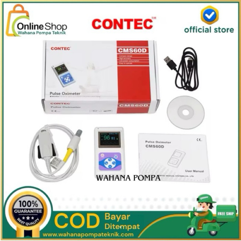 Jual CONTEC CMS60D Fingertip Pulse Oximeter SpO2 PR Sleep Heart Rate ...