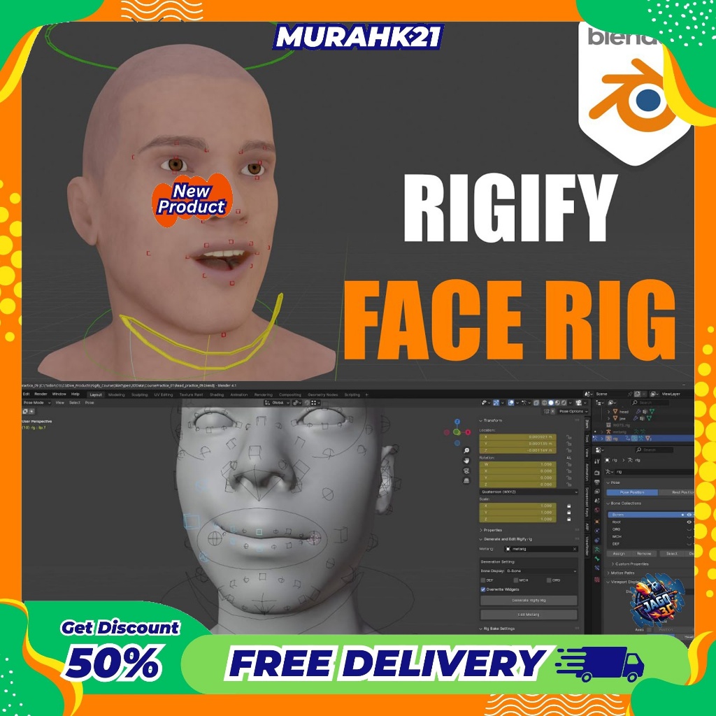 Jual Rigify Modular Face Rigging 3D Blender addons Plugin Terbaru Blender 3D | Shopee Indonesia