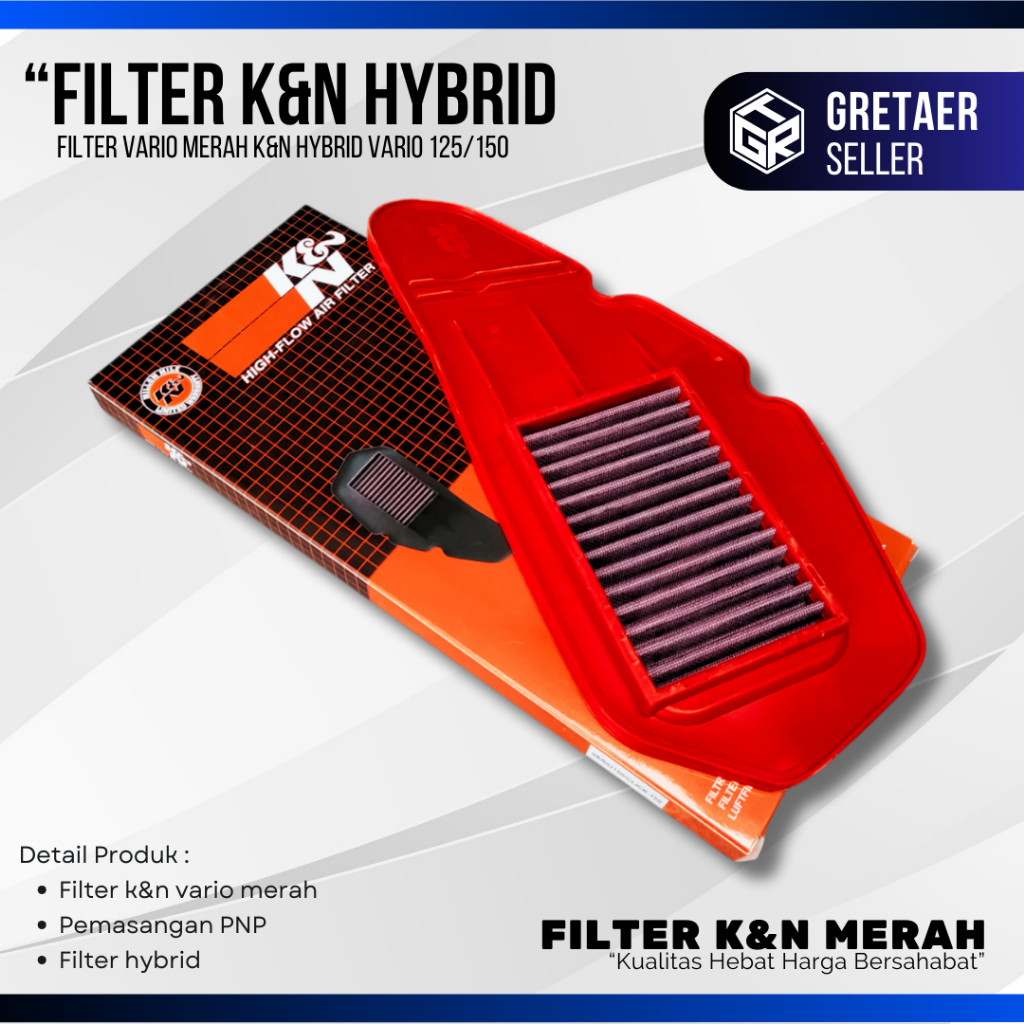 Jual FILTER UDARA VARIO 125/150 K&N FILTER MERAH HYBRID FILTER VARIO K ...