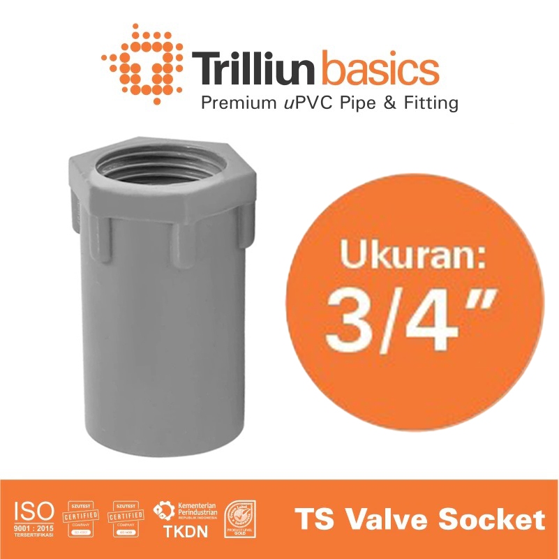 Jual Sambungan Pipa PVC TS 3/4 x 3/4 SDD Sock Drat Dalam Trilliun Basic ...