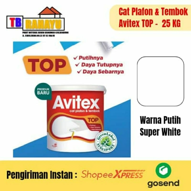 Jual Avitex Top Cat Plafon & Tembok Putih Super White - 25 KG | Shopee ...