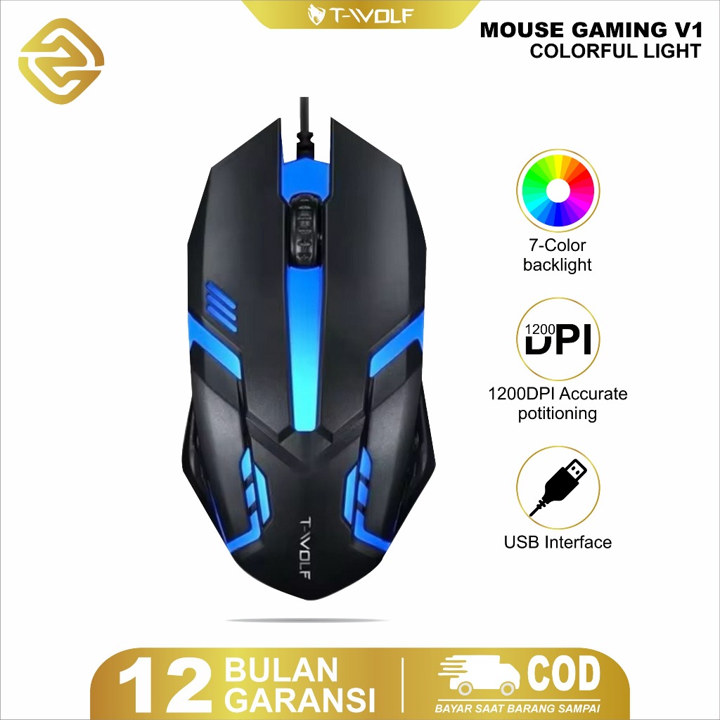 Jual Zph Mouse Gaming T-WOLF V1 – RGB LED, USB Optik, Presisi Tinggi ...