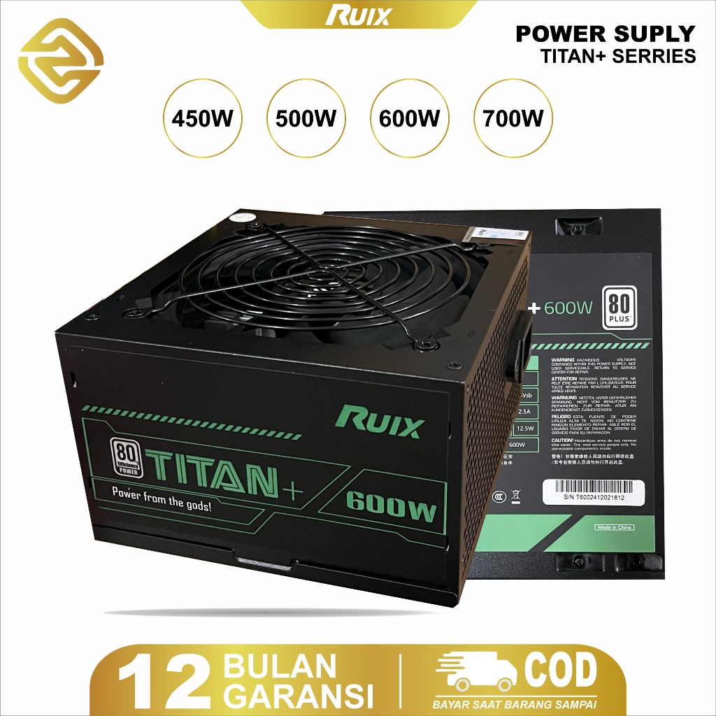Jual Zph Power Supply Ruix Titan Series 450W/500W/600W/700W 80+ PSU ...