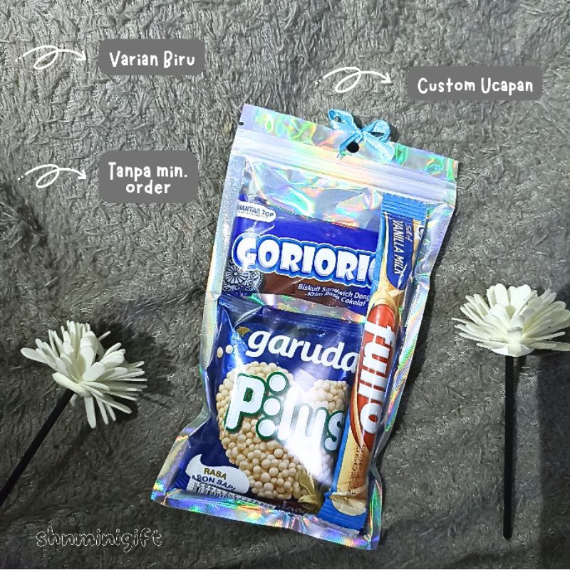 Jual MINI GIFT SNACK - Varian Biru (FREE CUSTOM UCAPAN) - Hampers Snack ...