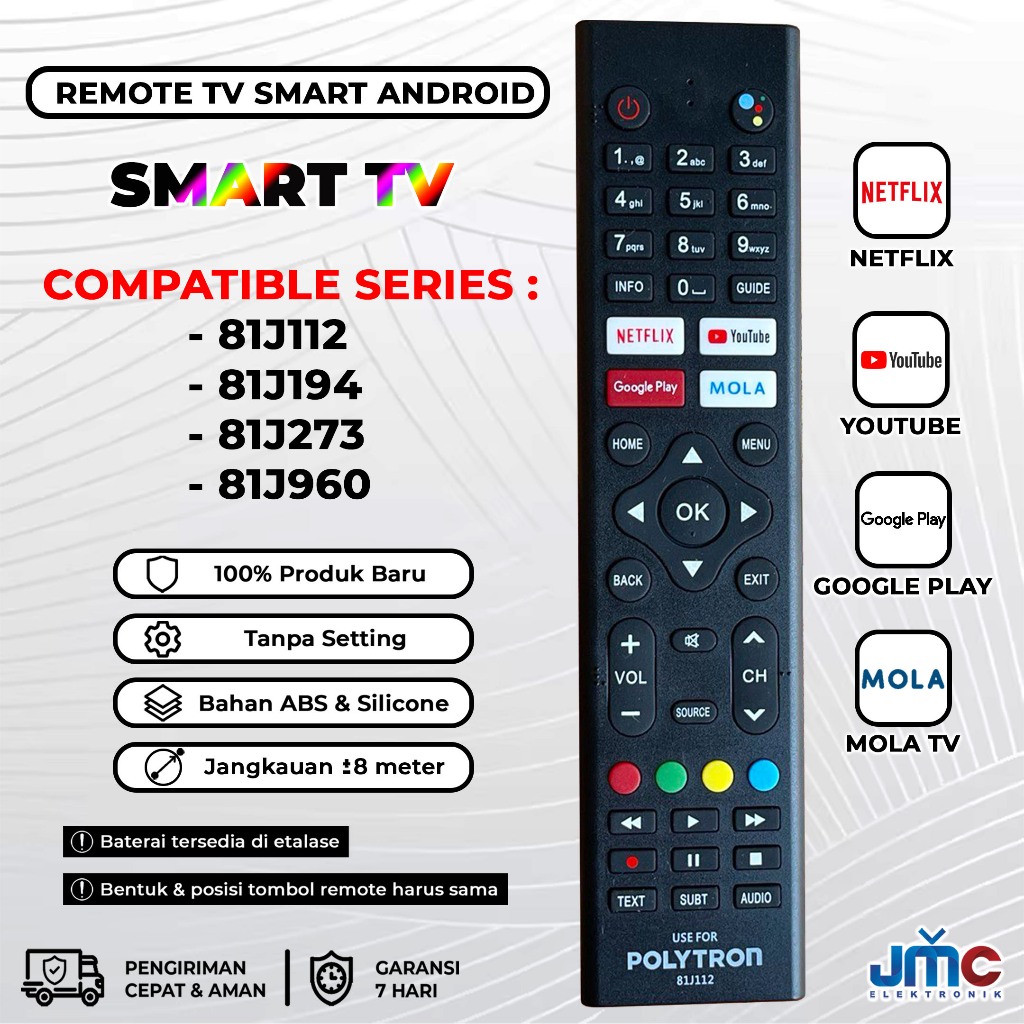 Jual Remot Remote Android TV POLYTRON Smart 81J112 81J194 81J273 81J960 With Voice dan Non Voice ...