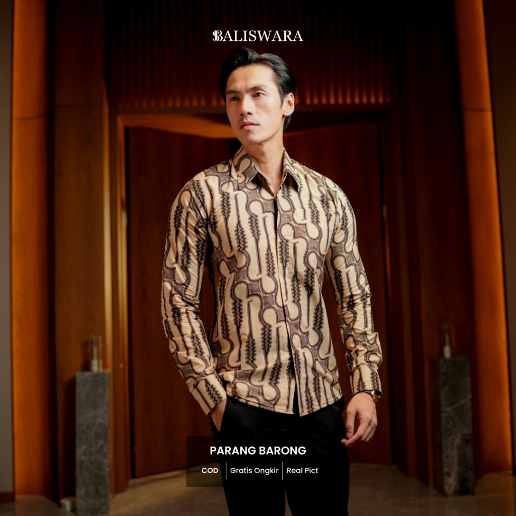 Jual BALISWARA Batik Pria Slimfit Motif Parang Barong Full Furing ...