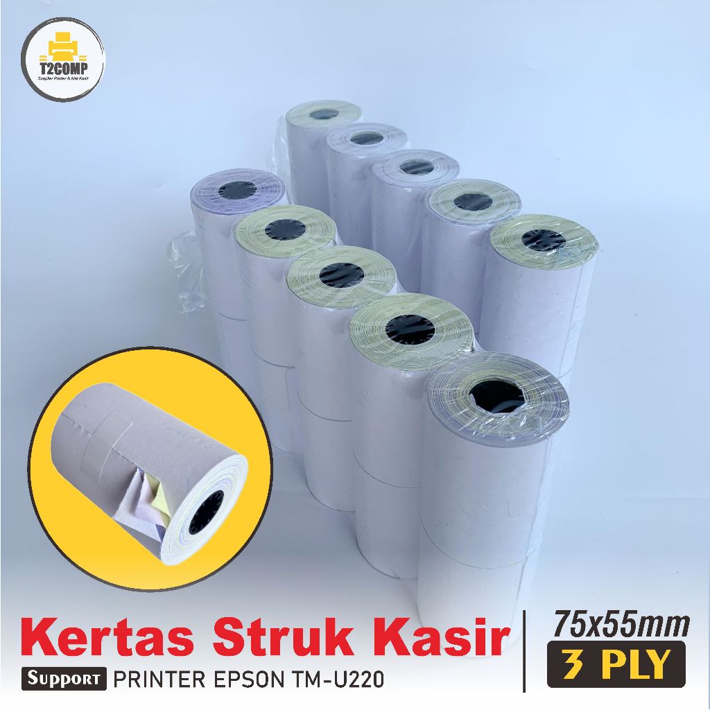 Jual Kertas NCR Struk Nota Swalayan Mini Market Kasir 75 x 55 mm 3 PLY ...