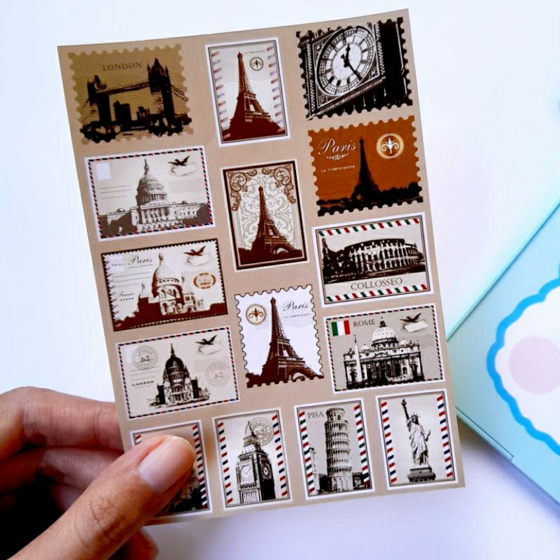Jual sticker stamps vintage | sticker gambar perangko(sticker belum di ...