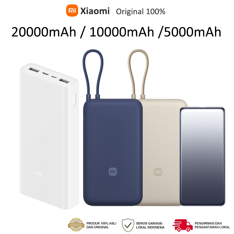 Jual Original Xiaomi Mi Power Bank 20000mAh / 10000mAh / 5000mAh, Fast Charging 18W / 20w / 22 ...