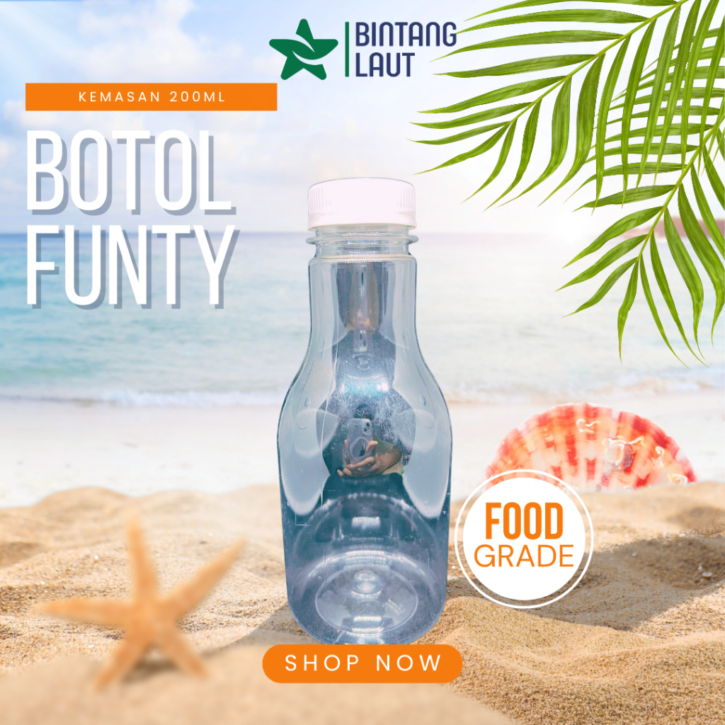 Jual Bintang Laut Botol PET 200ml Funty / Botol Kopi / Botol Bening ...
