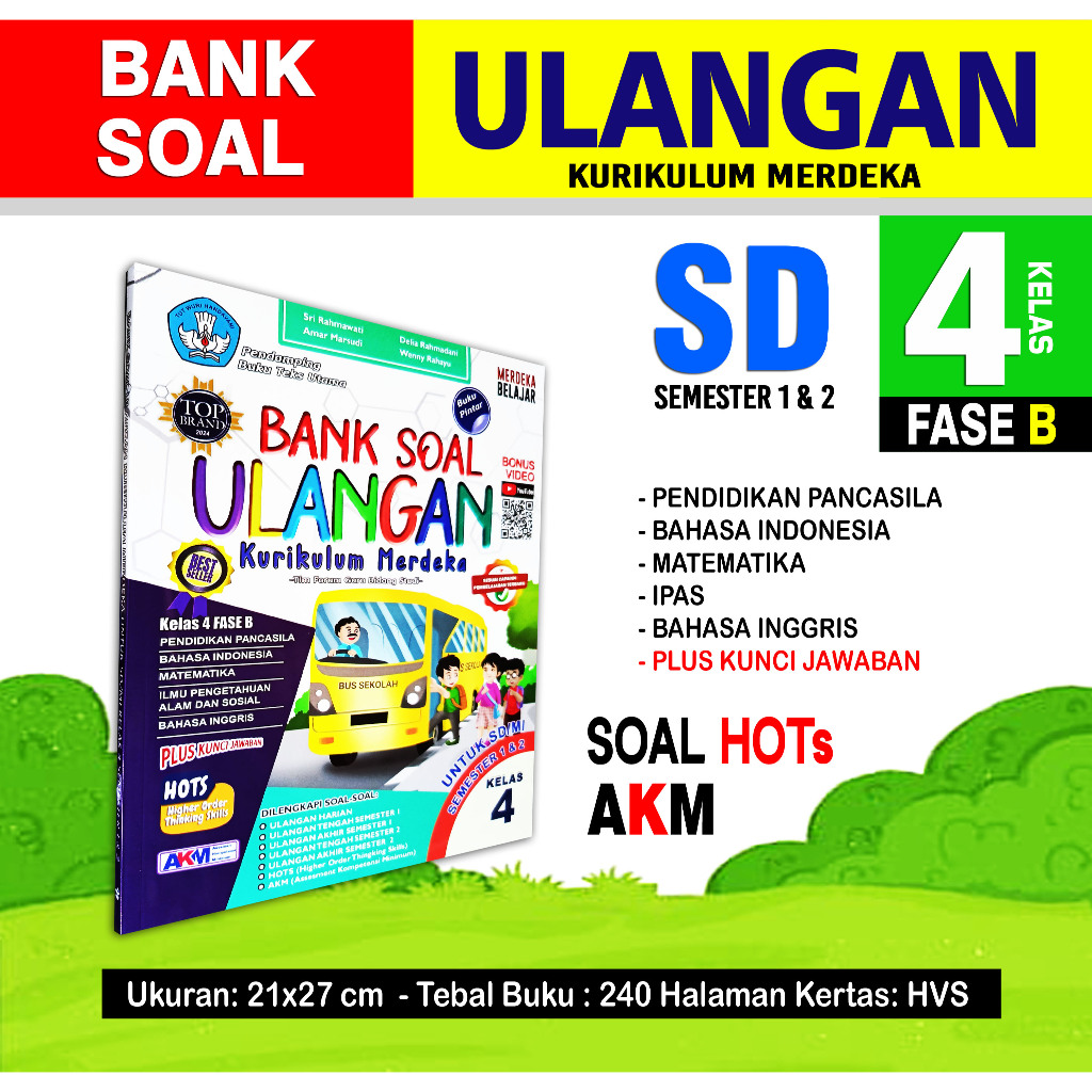 Jual BANK SOAL ULANGAN Kurikulum Merdeka SD/MI Kelas 4 ( CP TERBARU 2024) | Shopee Indonesia