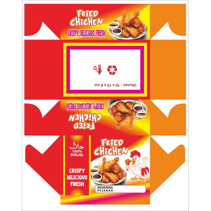 Jual 100 Lembar Dus Box Fried Chicken / Kardus KFC / Dus Snack Kotak ...
