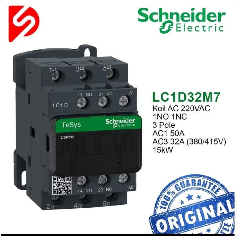 Jual SCHNEIDER CONTACTOR SCHNEIDER 3P 50A 220V LC1D25M7 | Shopee Indonesia