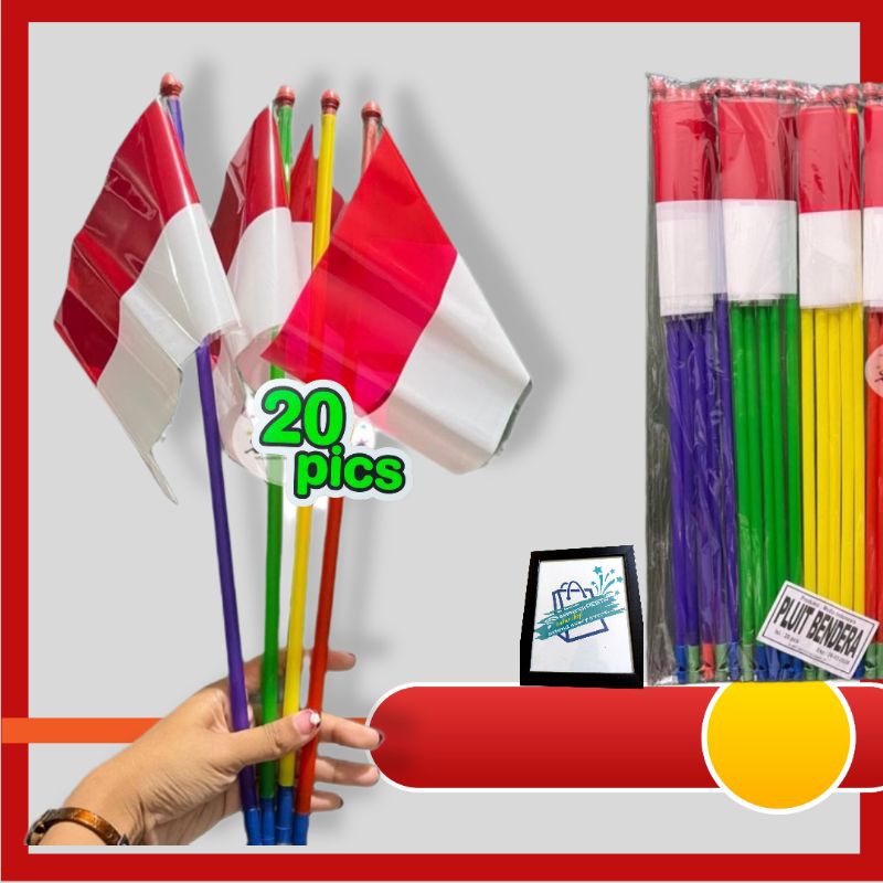 Jual (20 pics) bendera stick merah putih, bendera pluit, bendera ...