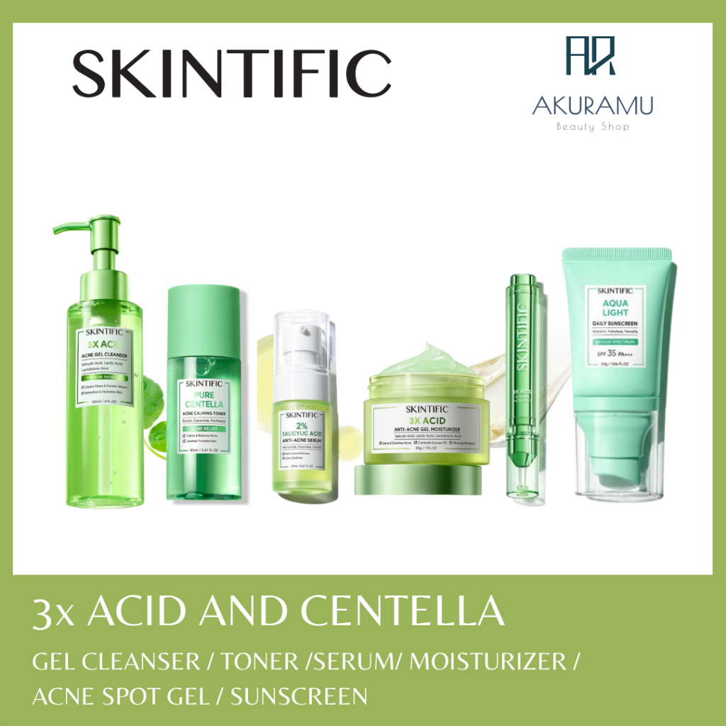 Jual SKINTIFIC - 3X ACID Anti Acne Cleanser Moisturizer Serum Toner ...