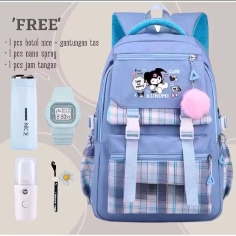 Jual Paket Banyak Bonusnya 5IN1 Tas Ransel Anak Perempuan Sekolah SD SMP KUROMI FASHION Korea ...
