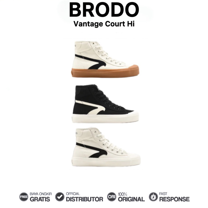 Jual Brodo - Sepatu Vantage Court High Sneakers Casual Unisex Wanita ...