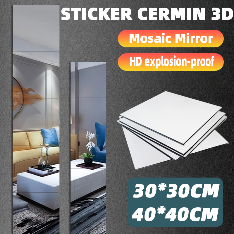 Jual Sticker Cermin 3D Stiker Dinding Kaca Akrilik Sudah Dengan Perekat ...