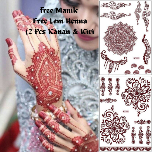 Jual SEPASANG HENNA INSTAN WEDDING / STIKER HENNA FREE GLITER DAN MANIK HENNA TEMPEL PENGANTIN ...