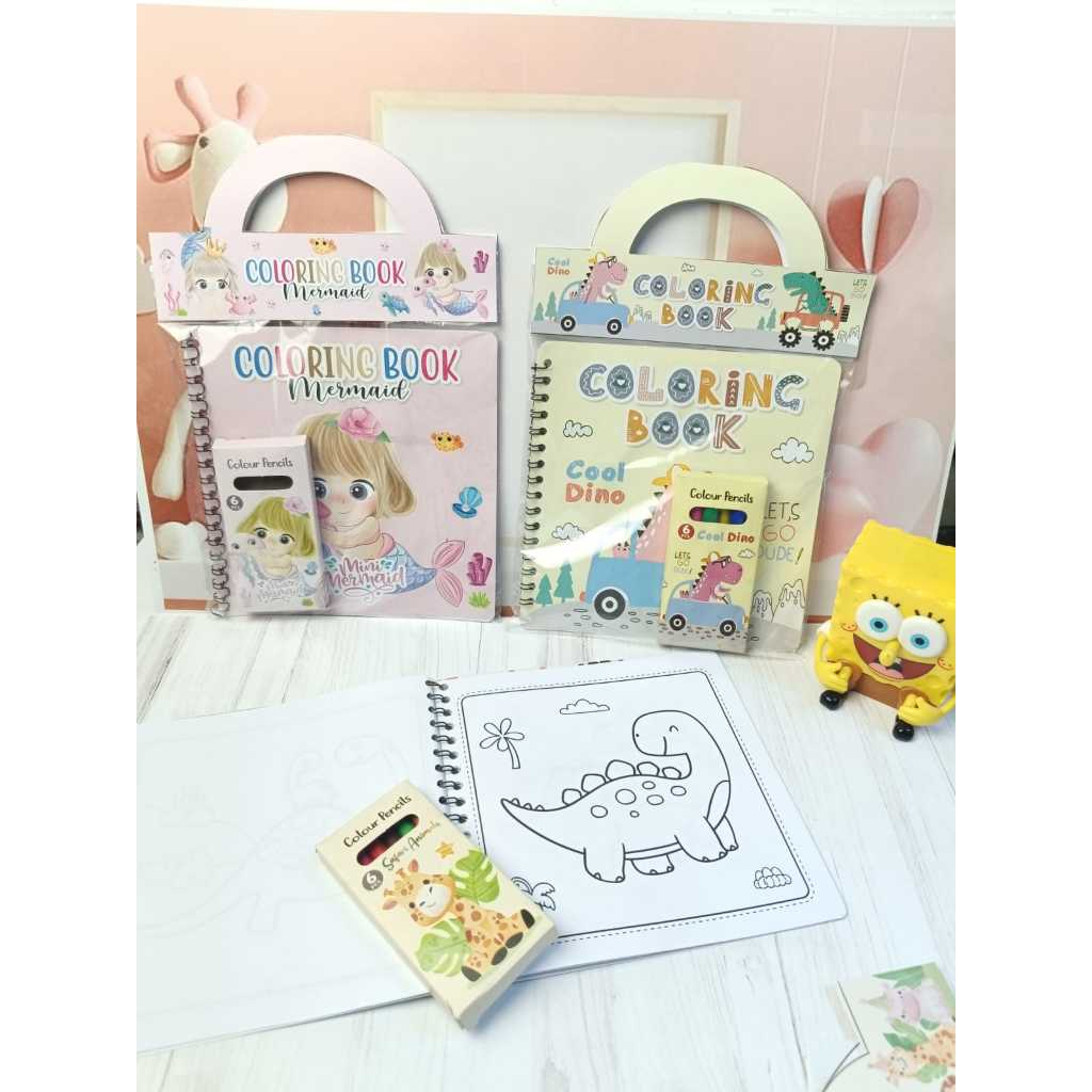 Jual PAKET BUKU MEWARNAI SATU SET BUKU MEWARNAI SPIRALL PLUS PENCIL ...