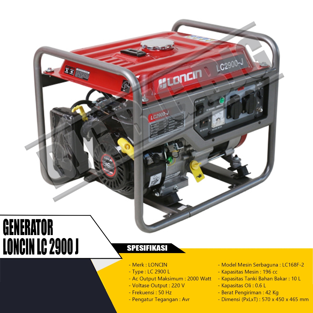 Jual MESIN GENSET / GENERATOR GASOLINE LONCIN LC 2900 J - 2000 WATT ...