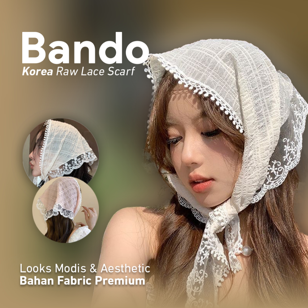 Jual [BEC] Bando Korea Raw Lace Scarf – Tampil Manis & Elegan dengan ...