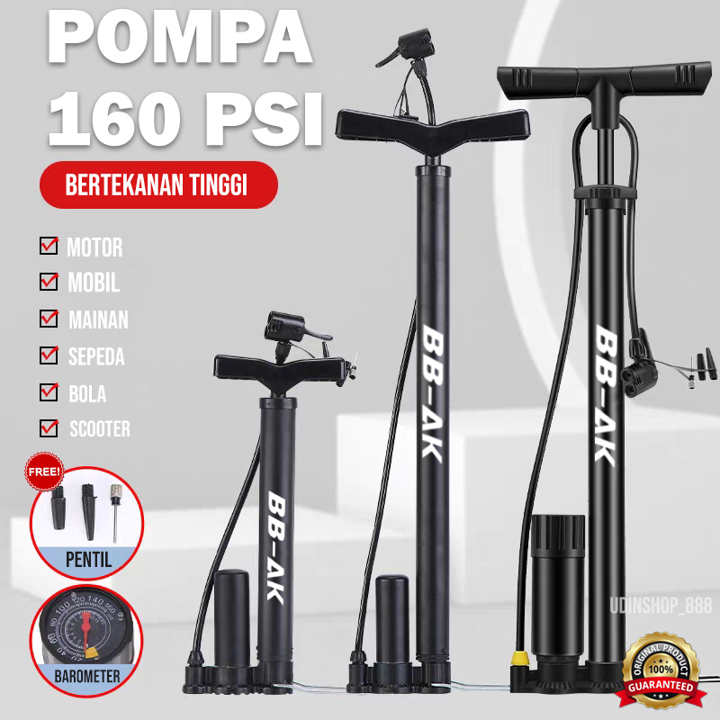 Jual Pompa Angin Sepeda Motor Mobil Tabung Meter Black/High Pressure ...
