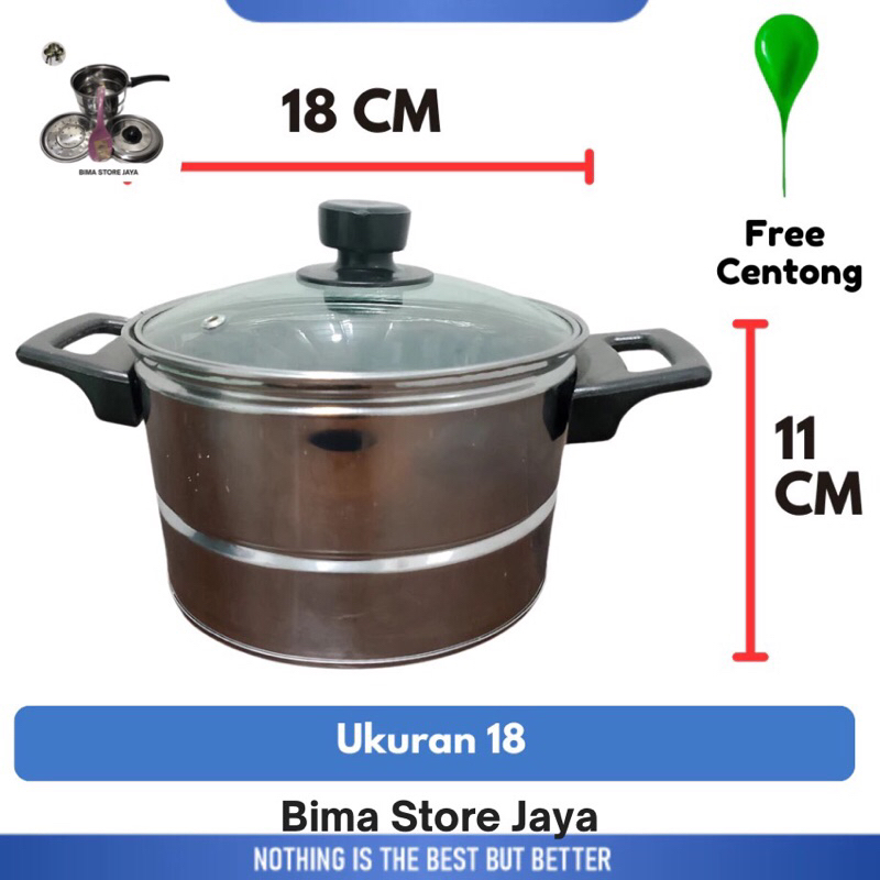 Jual DANDANG KUKUS MINI TUTUP KACA 18cm BAHAN STAINLES PEGANGAN ANTI ...