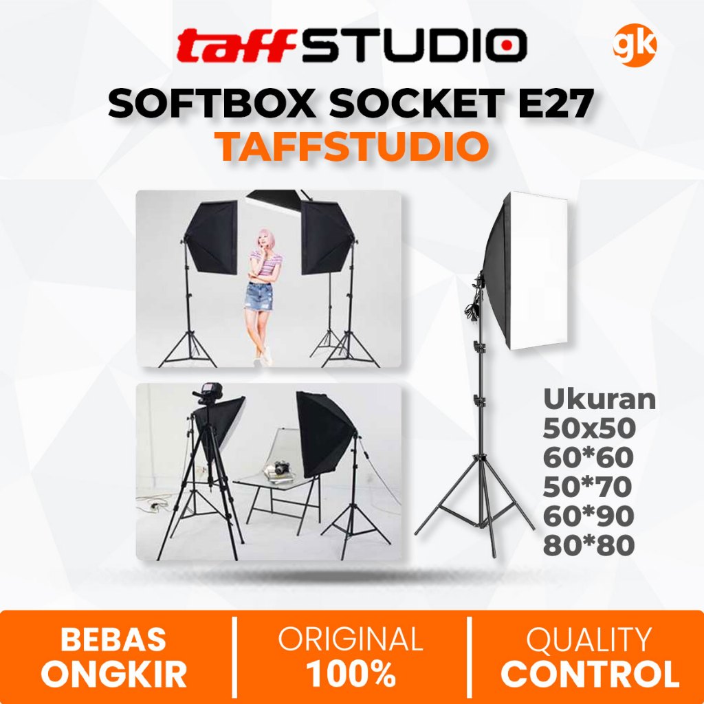 Jual Softbox Soft Box Stand Photo Studio Foto Light 1 Socket E27 Ukuran 50x50 60x60 60x90 ...