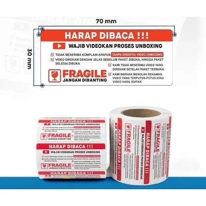 Jual LABEL STICKER FRAGILE UNBOXING/Wajib Video Unboxing/Stiker Jangan ...