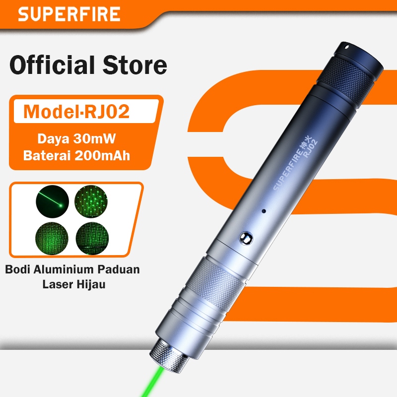 Jual Senter Laser SUPERFIRE RJ02 Hijau Rechargeable Aluminium Super ...