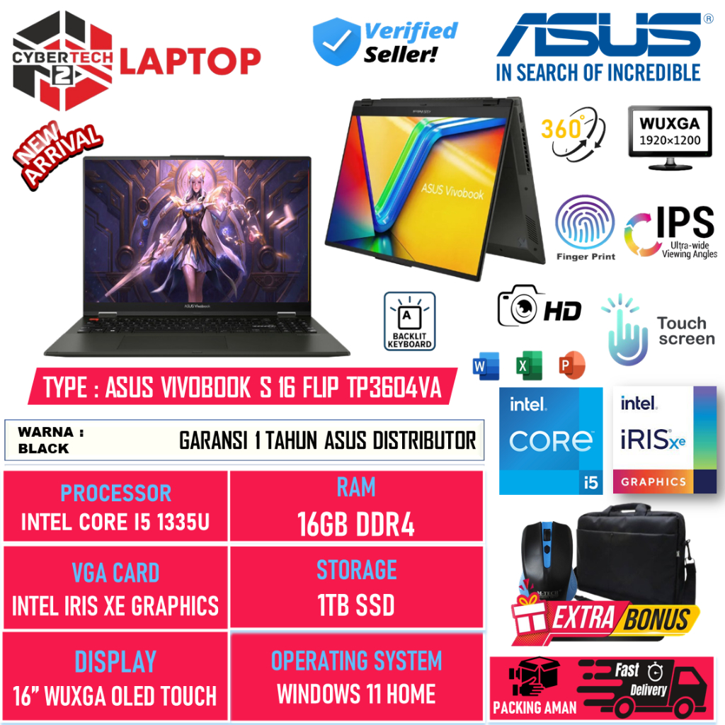 Jual Laptop Touchscreen Asus Vivobook S 16 Flip TP3604VA Intel Core i5 ...