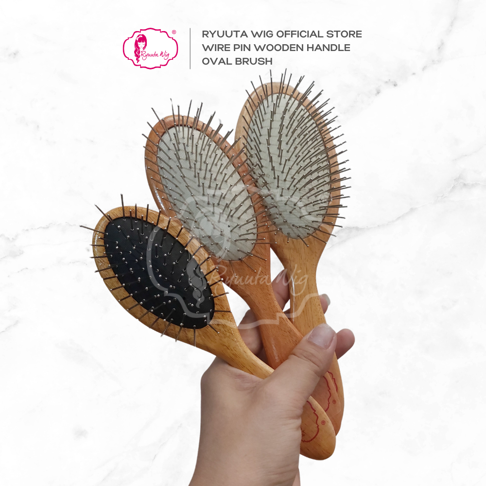 Jual Ryuuta Wig Brush Sisir Oval Wooden Handle Gagang Kayu | Shopee ...