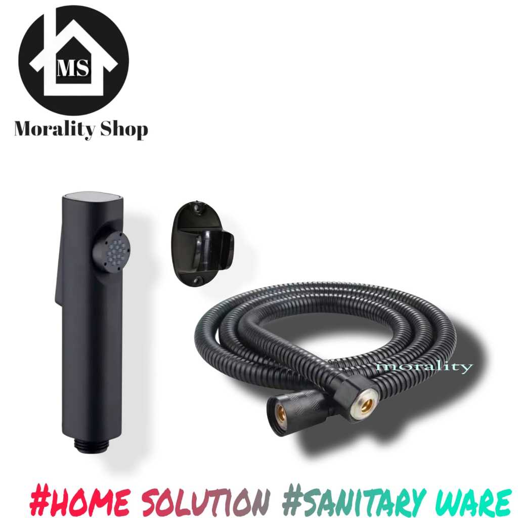 Jual jet shower closet hitam 7B dengan stop kran stainless black murah ...