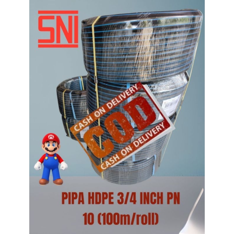 Jual selang air anti pecah/PIPA HDPE/PDAM 3/4 INCH Pn 10 (100m/roll ...