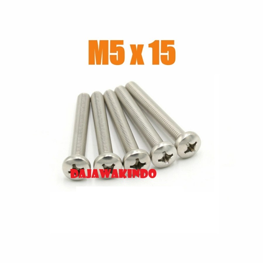 Jual SUS 304 Baut JP Stainless M5 x 15 / Machine Screw Stainless 304 | Shopee Indonesia