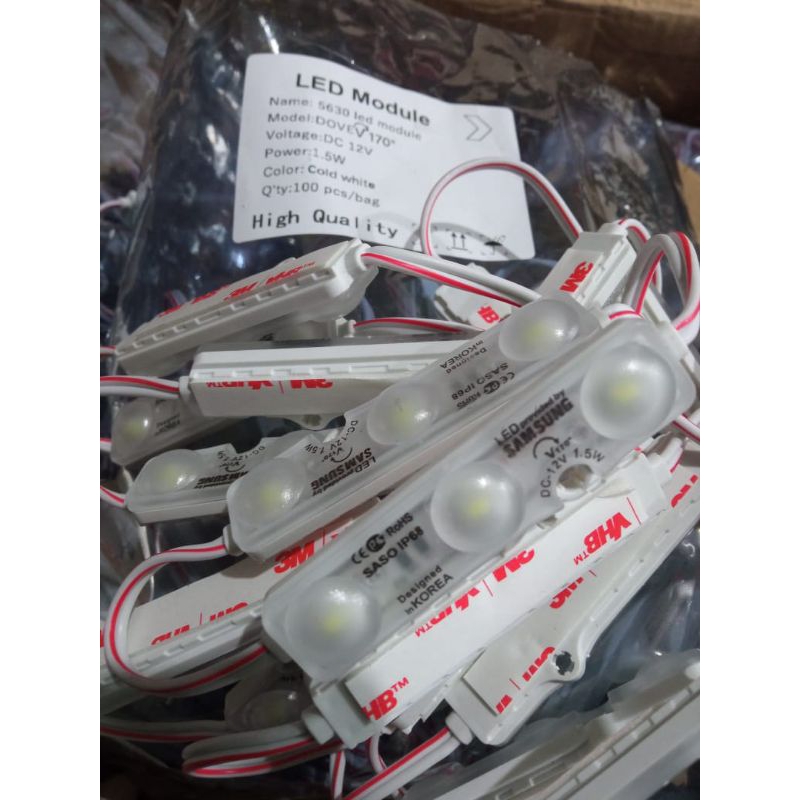 Jual lampu led modul 3 mata saso dovesamsung dc 12 volt 1,5wnyala warna putih cool white ...