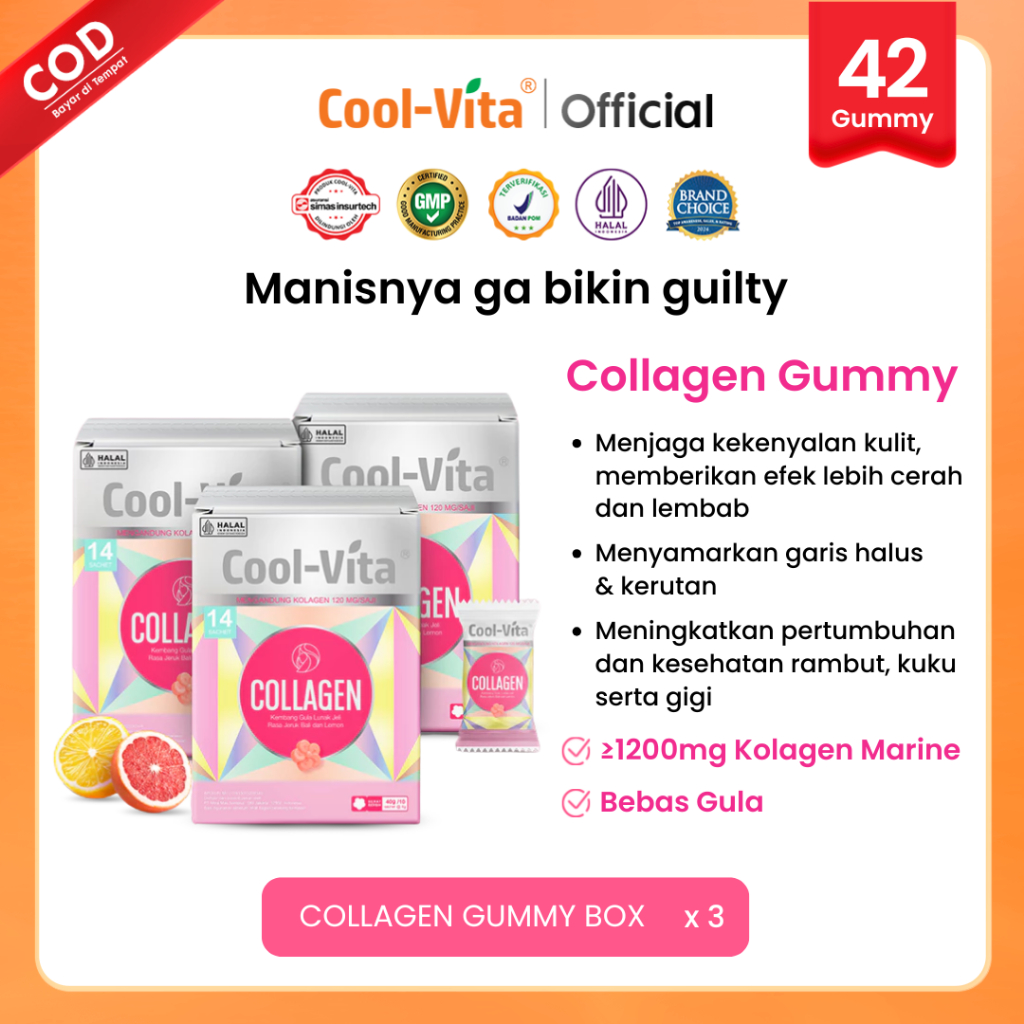 Jual [TERLARIS] Coolvita Paket 3 Box Collagen Gummy - Suplemen Kolagen ...
