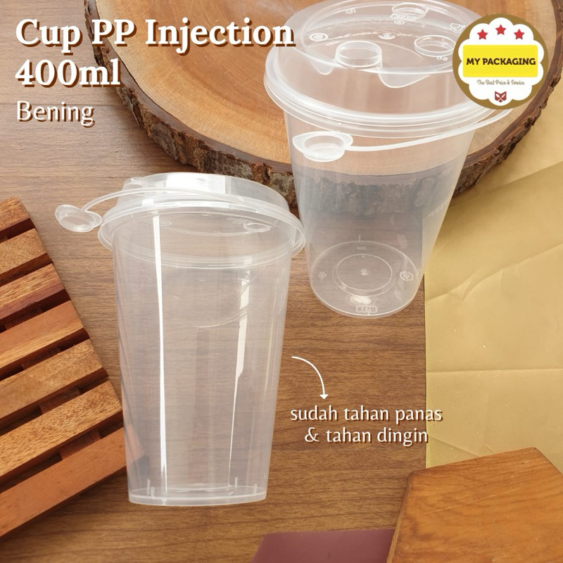 Jual PP CUP INJECTION 14oz 16oz / 400 ml 50 ml Gelas Plastik Bening ...