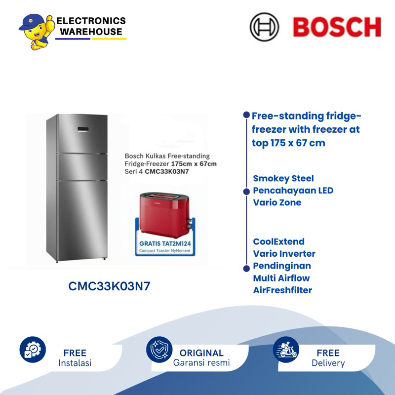 Jual Bosch CMC33K03N7 Kulkas Free-standing Fridge-Freezer 175x67cm Seri ...