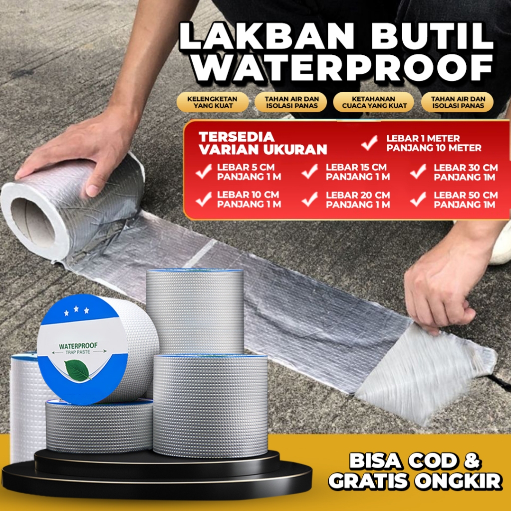 Jual DingDong COD LAKBAN ANTI BOCOR ALUMUNIUM FOIL BUTYL 5M 10M LEM ANTI AIR SUPER WATERPROOF ...