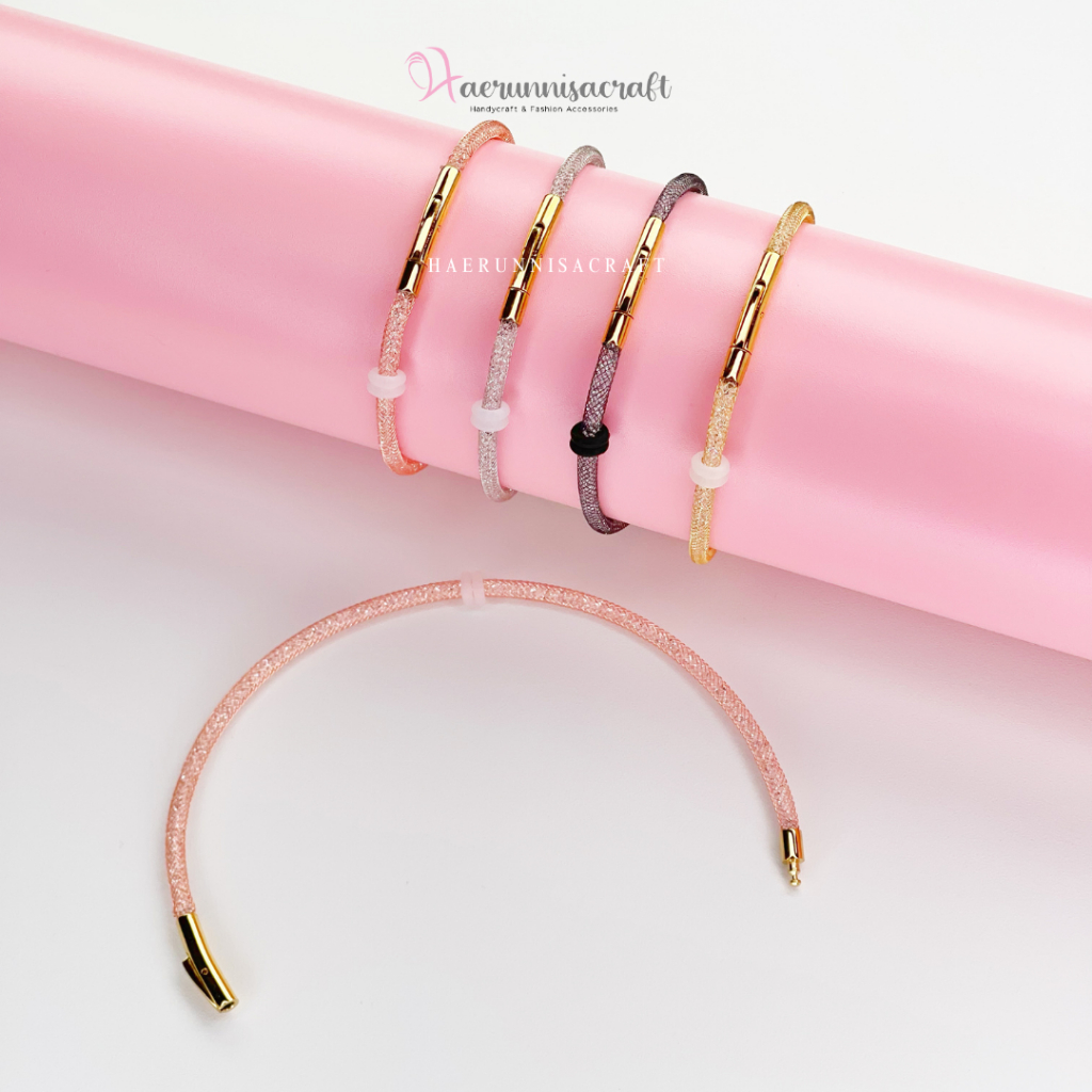 Jual Gelang Tali Anak Kristal Dewasa Gold Crystal Kawat Rosegold Kait ...