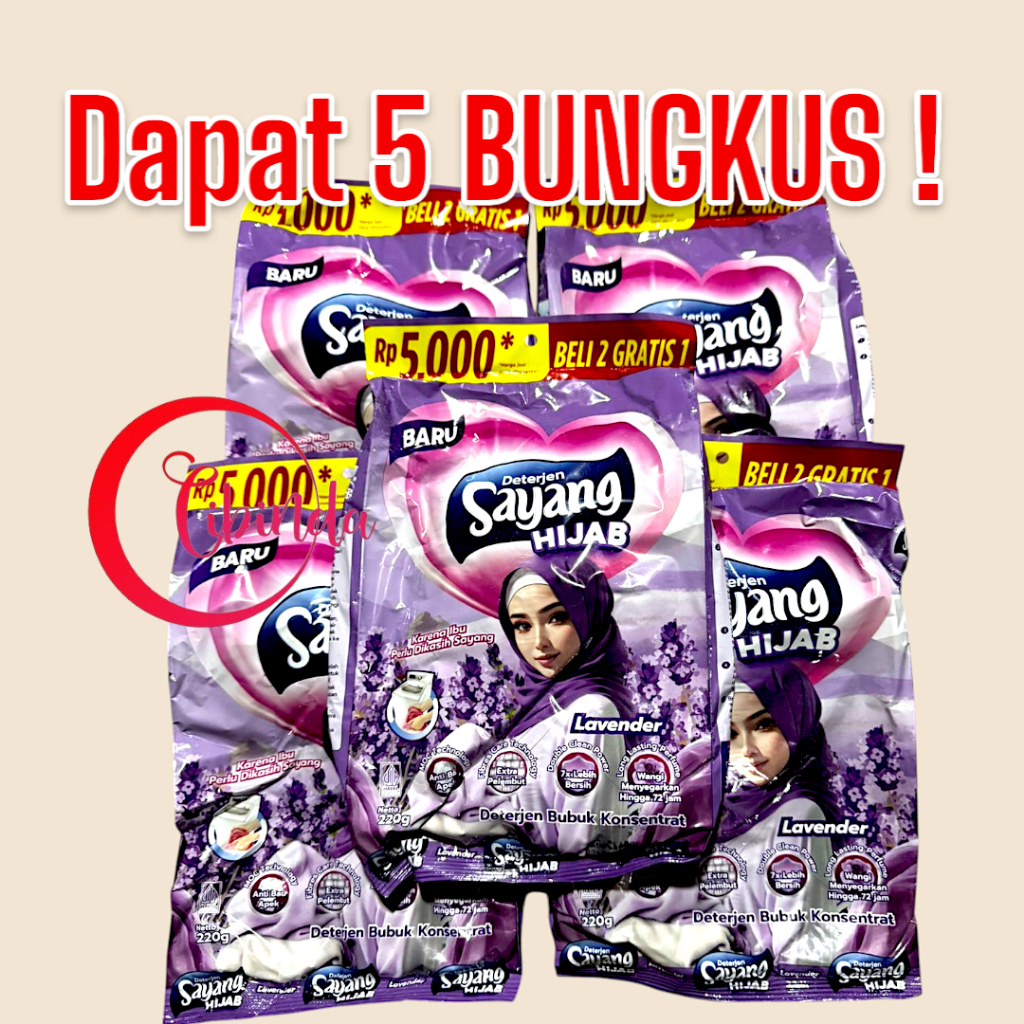 Jual 5 BUNGKUS DETERGEN SAYANG BUBUK 220 GRAM ECER 5000 AN | Shopee ...