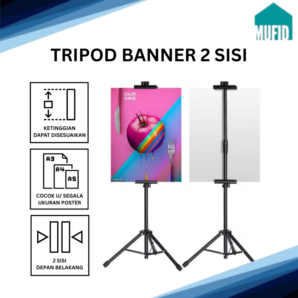Jual MUFID Tripod Banner 2 Sisi / Standing Display Stand Poster Promosi ...