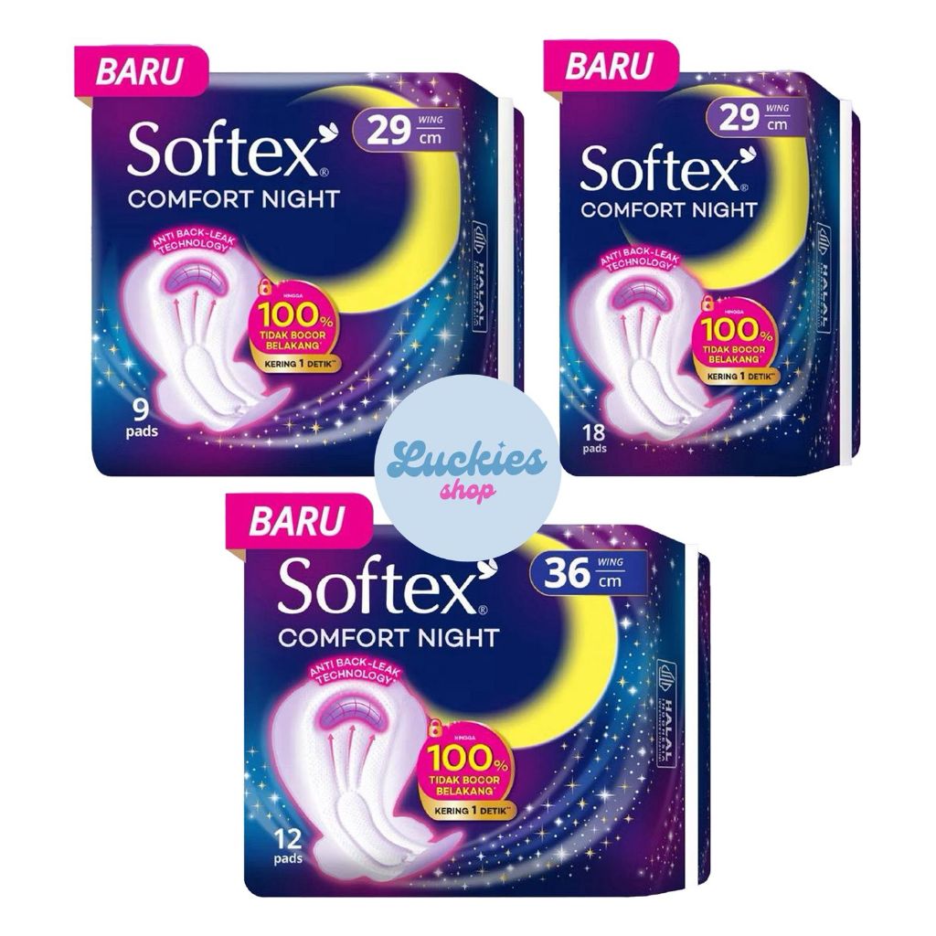 Jual Pembalut Softex Comfort Night 29cm 9s 9 pads / 36cm 12s Spesial ...