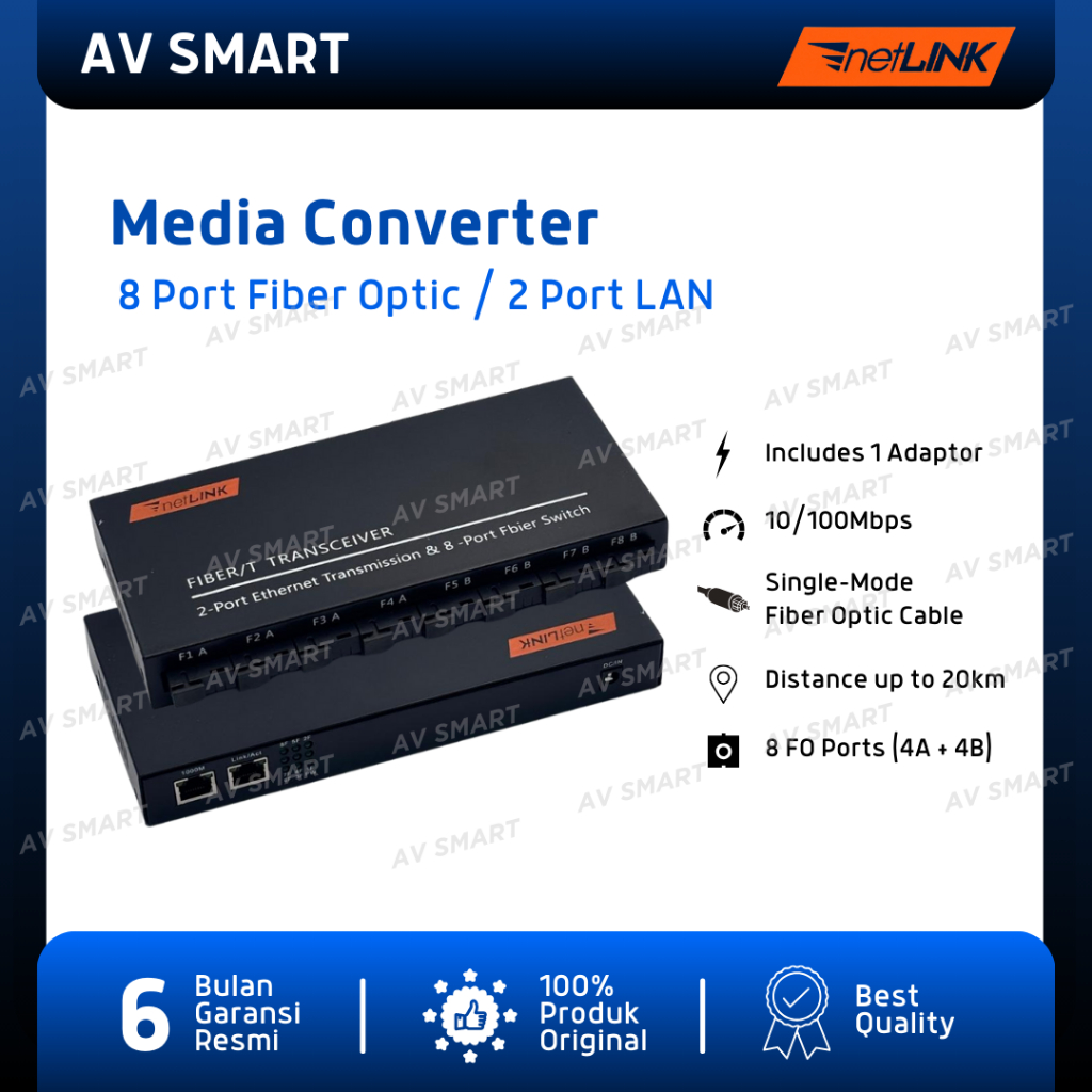 Jual Netlink Media Converter 8 FO + 2 LAN /8 Fiber Optic 2 Ethernet 10/100 | Shopee Indonesia